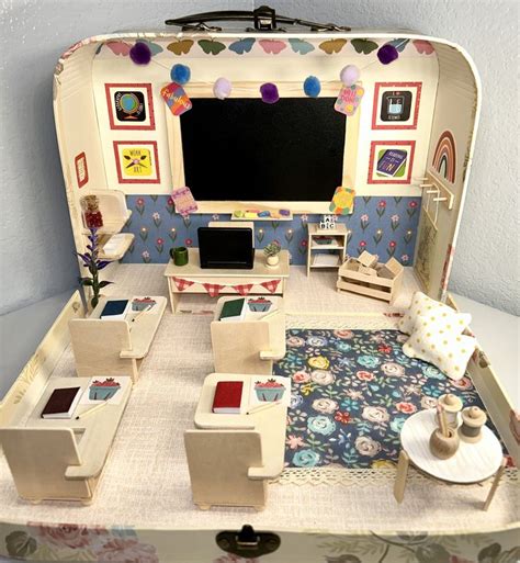 Suitcase Dollhouse Classroom Etsy Cardboard House Doll House Shoe