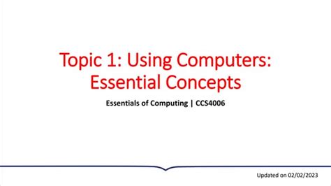 Topic 1 Using Computer Essential Concept [29 8 2023] Pdf
