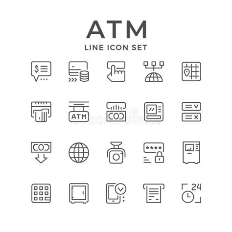 Set Line Icons Of Atm Stock Vector Illustration Of Icon 134110562
