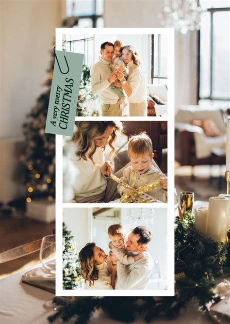 Fotocollage Kerstkaart Met Fotostrip Groen Kaartje2go