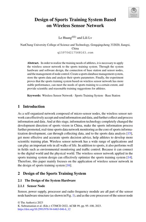 Pdf Design Of Sports Training System Based On Wireless Sensor Network