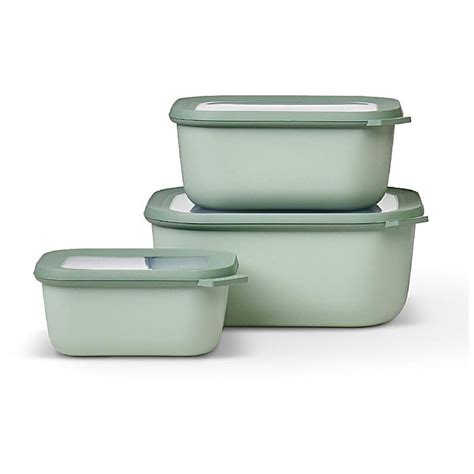 Mepal Cirqula Rectangular Multi Bowl Large 3 Piece Set Storage 3pc Nordic Sage Big W
