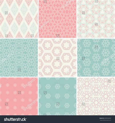 Set Nine Vector Seamless Geometrical Patterns 스톡 벡터 로열티 프리 289950839
