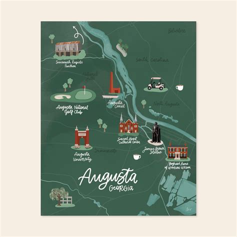 Augusta Map Print Green Freshwater