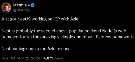 Dfinity Hero ∞ On Linkedin Azle Nestjs Azle
