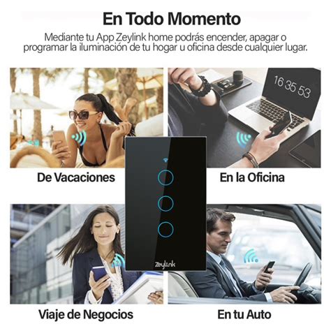 Interruptor De Pared Wifi De 3 Canales Inteligente Color Black