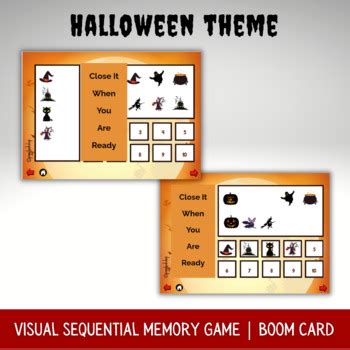 Visual Sequential Memory Game Targeting Halloween Vocabulary Boom Cards