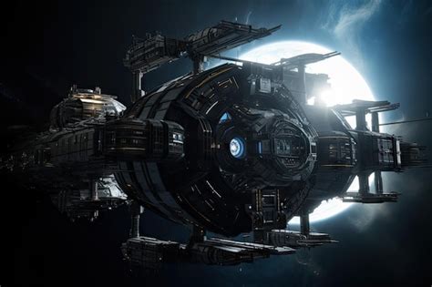 Premium Ai Image A Futuristic Space Station With Sleek Design And