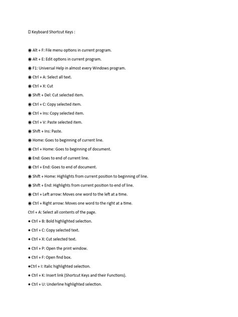 keyboard shortcut keys download free pdf control key keyboard