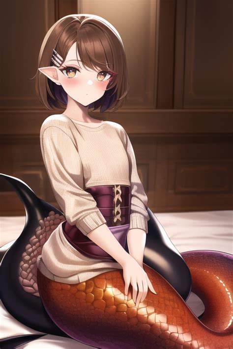 Lamia With Short Brown Hair Flat Shest Wearing By Varm209 On Deviantart