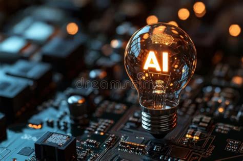 Explore Ai Light Bulb Circuit Board Artificial Intelligence Concept And Technology Stock