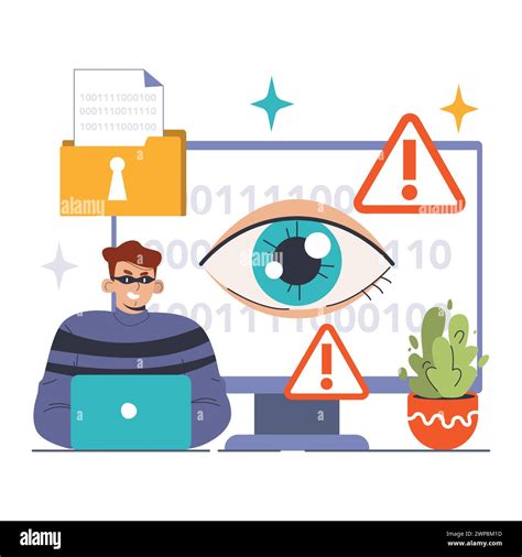 Spyware Threat Concept Watchful Eye Monitors User Data Emphasizing The Risks Of Online