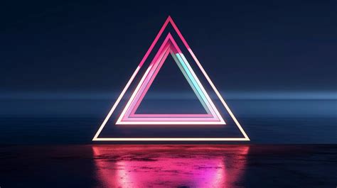 네온 삼각형의 3d 렌더링 Ai 생성 이미지