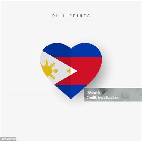 ธงรูปหัวใจฟิลิปปินส์ กระดาษพับกระดาษตัดป้ายแห่งชาติฟิลิปปินส์ ภาพประกอบสต็อก ดาวน์โหลดรูปภาพ