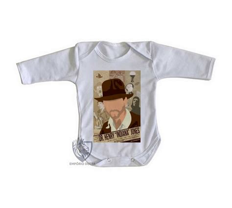 Empório Dutra Roupa Bebê manga longa Indiana Jones jornal