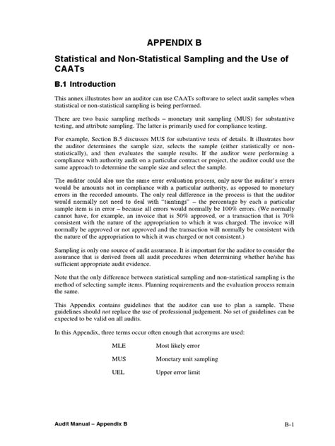 Appendix B Sampling 070904 Pdf Sampling Statistics Internal Control