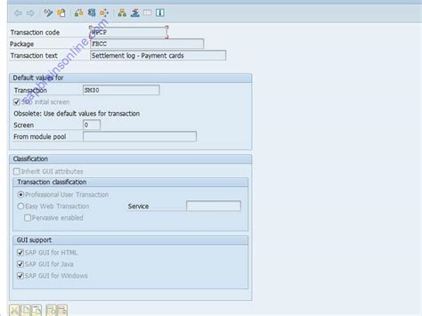 WPCP SAP Tcode For Settlement Log Payment Cards