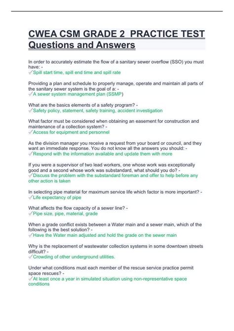CWEA CSM GRADE PRACTICE TEST Questions And Answers TEXAS PESTICIDES Stuvia US
