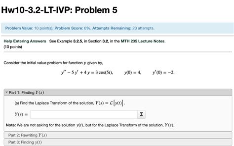 Solved Hw10 32 Lt Ivp Problem 5 Problem Value 10