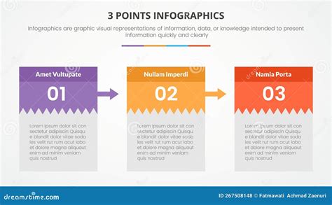 3 Points Or Stages Infographic Concept With Right Direction And Boxed Information Arrow For