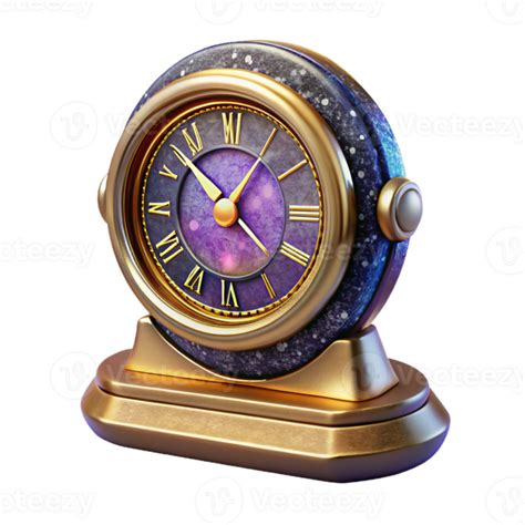 Impressive Vintage Antique Desk Clock Roman Numerals Isolated Detailed
