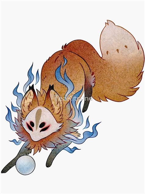 Little Wisp Teakitsune Fox Yokai Sticker For Sale By Teakitsune