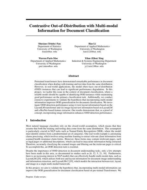 Pdf Contrastive Out Of Distribution With Multi Modal Information For