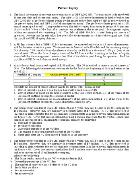 Module 2 Private Equity Worksheet Aafeejesvq Pdf Finance And Money