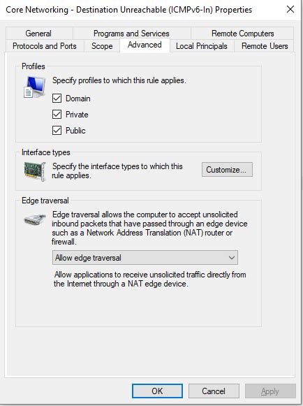 Windows Defender Firewall Setting With Allow Edge Traversal On R