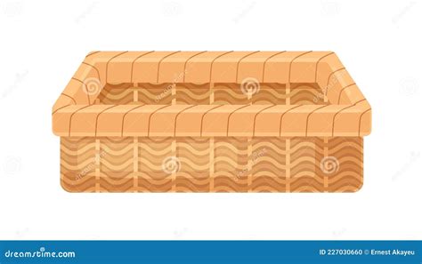 Straw Wicker Basket Of Rectangular Shape Empty Woven Container Without