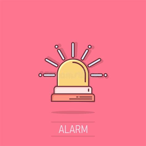Emergency Alarm Icon In Comic Style Alert Lamp Cartoon Vector