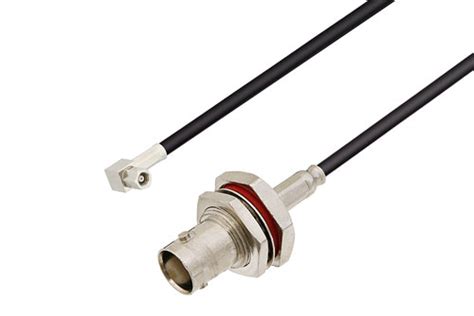 SMC Plug Right Angle To BNC Female Bulkhead Cable Using RG Coax LF Solder