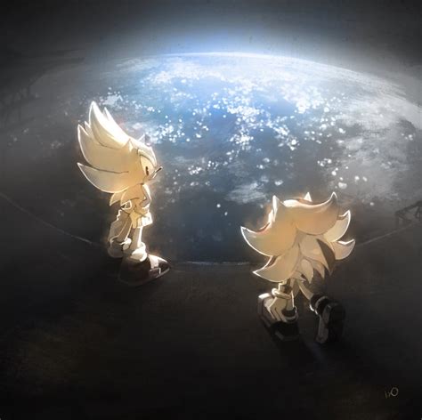 Art Found Super Sonic And Super Shadow In Space Standing On One Of The