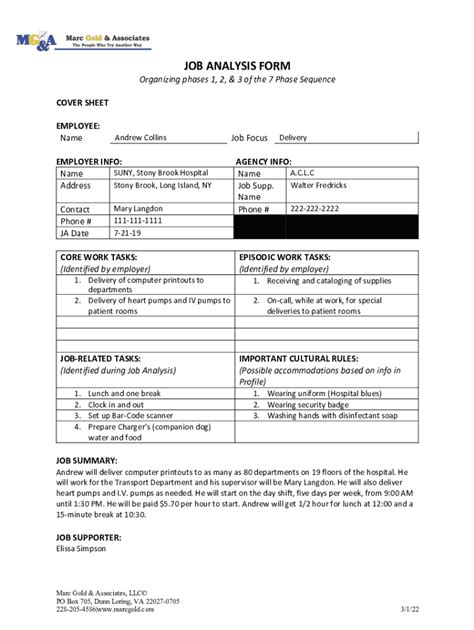 Fillable Online Sample Job Analysis Form 3 1 22 Fax Email Print