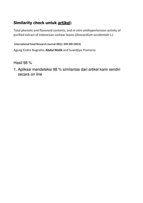 Pdf Similarity Check Untuk Artikel