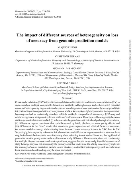 Pdf The Impact Of Different Sources Of Heterogeneity On Loss Of Accuracy From Genomic