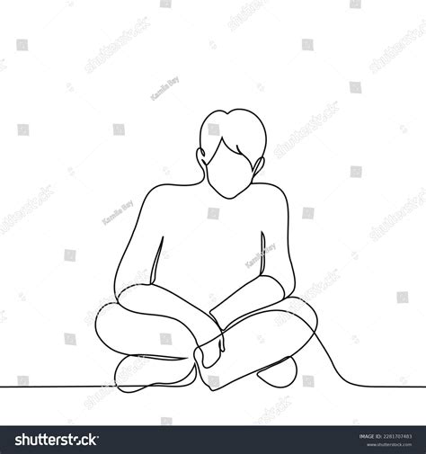 Man Sitting On Floor Crossed Legs Stock Vector Royalty Free