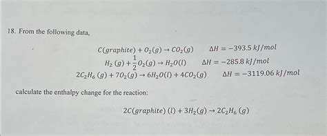 Solved From The Following Data C Graphite Chegg