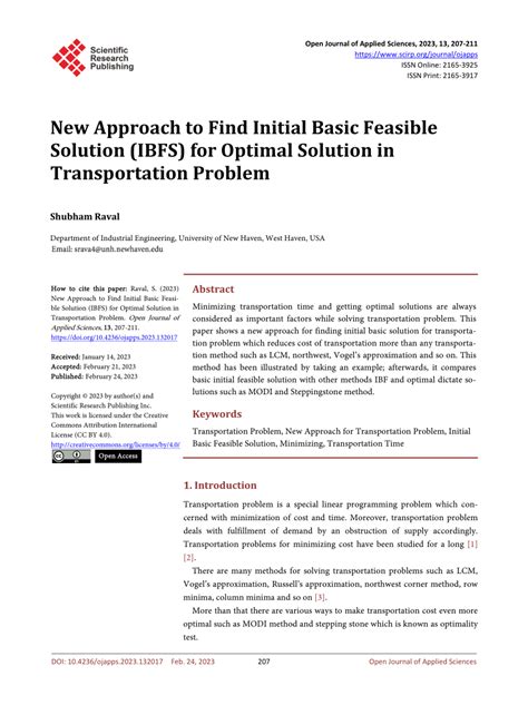 Pdf New Approach To Find Initial Basic Feasible Solution Ibfs For