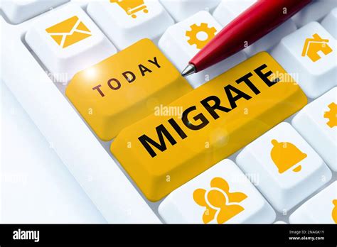 Text Showing Inspiration Migrate Word Written On To Move Or Travel