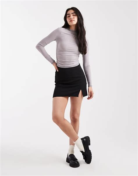 Asos Design Mini Jupe Fendue Sur Le Devant Asos