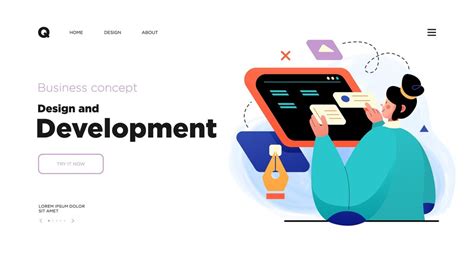 Premium Vector Design And Development Landing Page Template