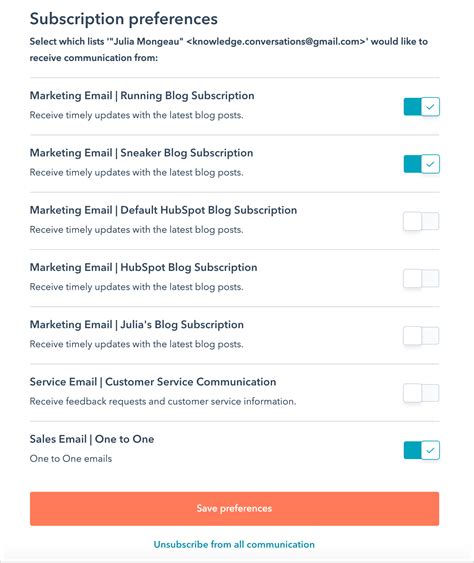Manage Unsubscribe Links For One To One Emails