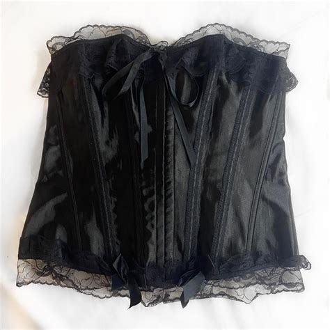 Gorgeous Vintage Black Corset With Lace Mesh Depop