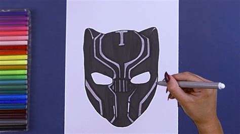 How To Draw Black Panther Face Mask Youtube