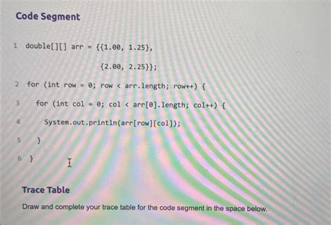 Solved Part 1 Draw A Trace Table Create A Trace Table That