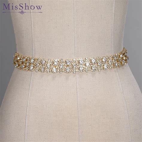 Handmade Crystal Wedding Belts Golden Silver Rhinestone Wedding Dress