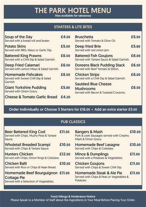 The Park Hotel Our Gorgeous New Menu Is Now Available In Facebook