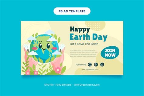 Premium Vector Cute Happy Earth Day Green Social Media Green Promo
