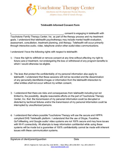 Fillable Online Telehealth Informed Consent Form I Consent To